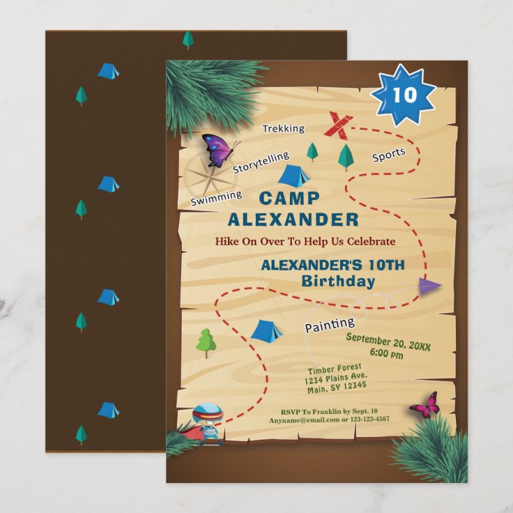 Camping Camp Out Tent Birthday Party Invitation | Zazzle