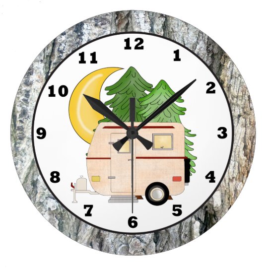 Camping Camper cartoon wall clock | Zazzle.com