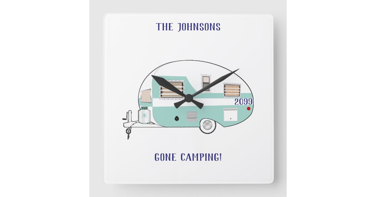 Camping Campers RV Trailer Acrylic Wall Clock | Zazzle