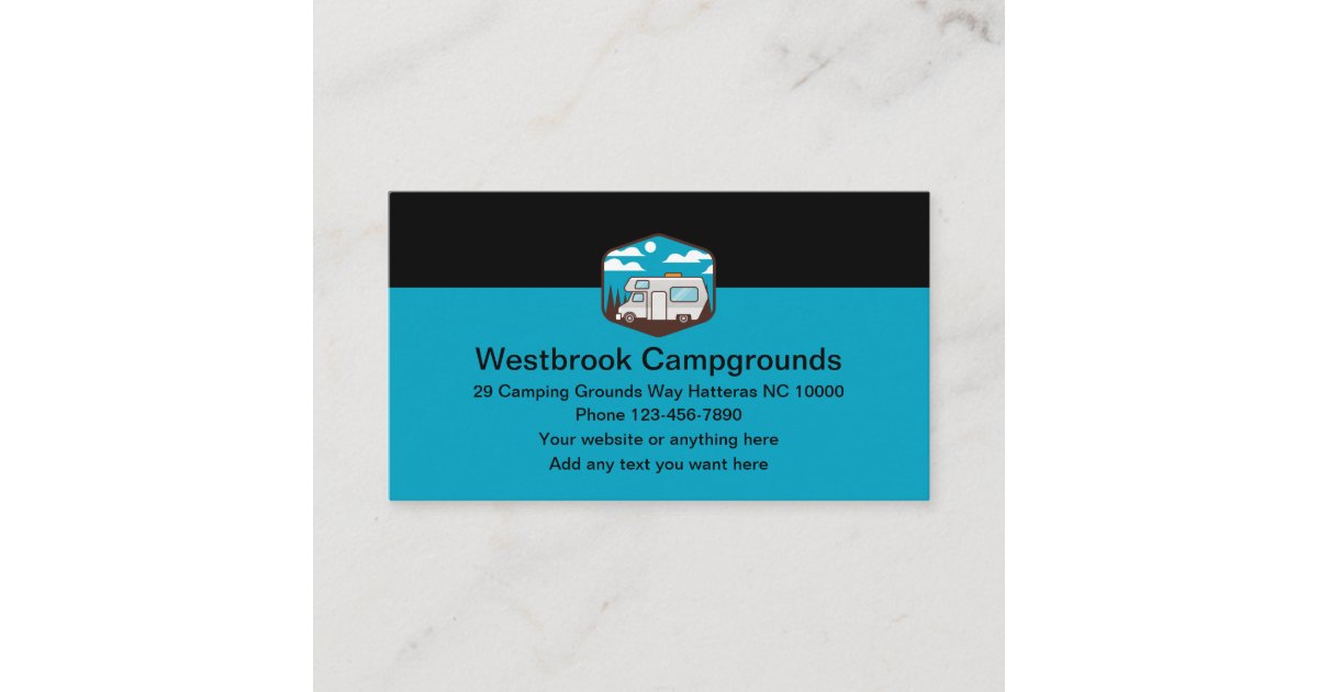 Camping Campgrounds Modern Business Cards | Zazzle