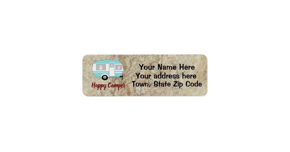 Camping Happy Camper Personalized Return Address Label | Zazzle