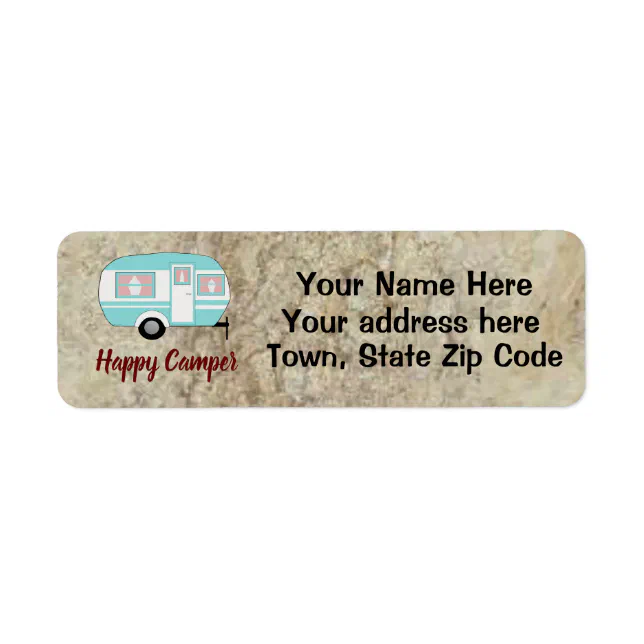 Camping Happy Camper Personalized Return Address Label | Zazzle