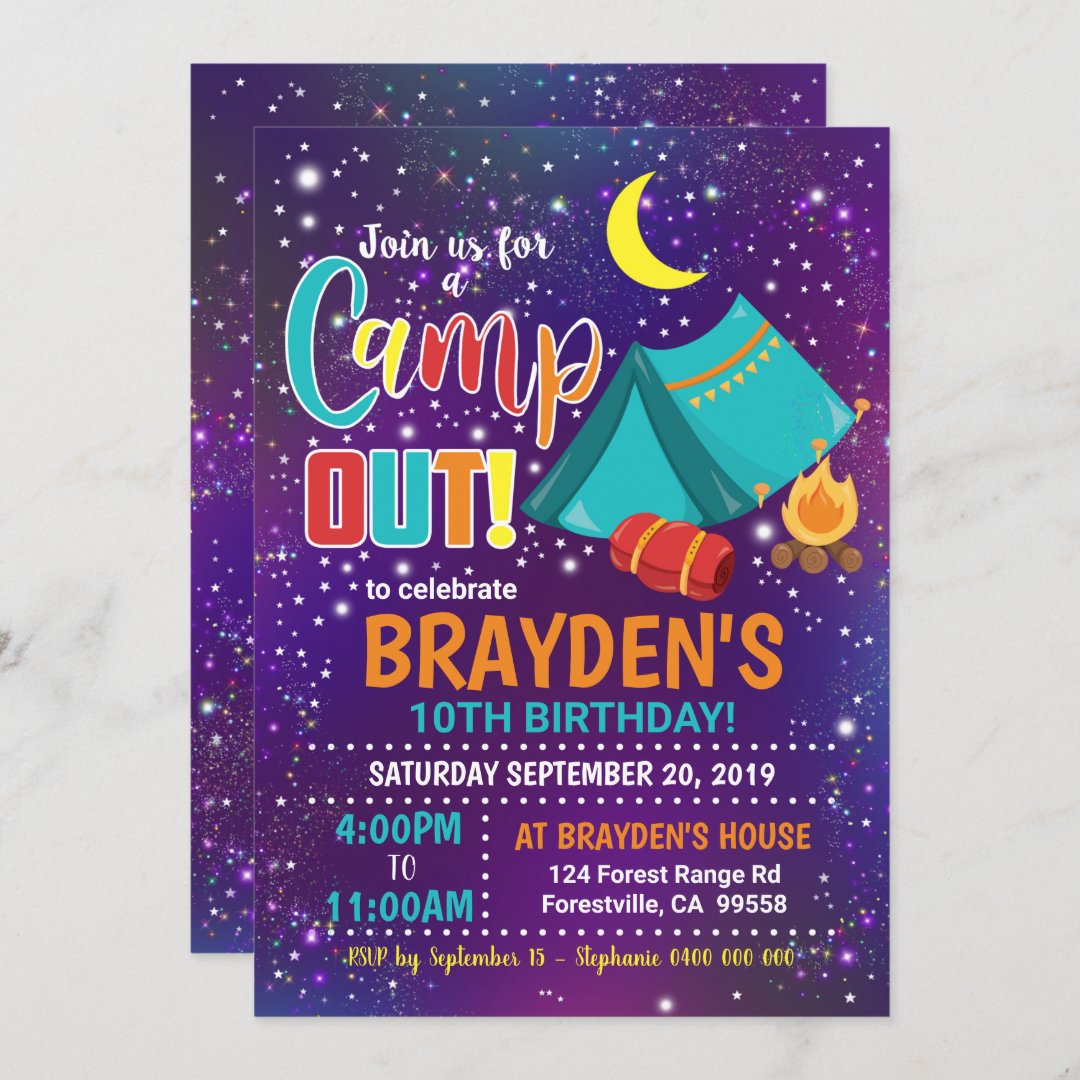 Camping Invitation Boy Camp Invitation | Zazzle