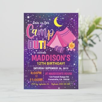 Camping Invitation Girl Camp Invitation | Zazzle