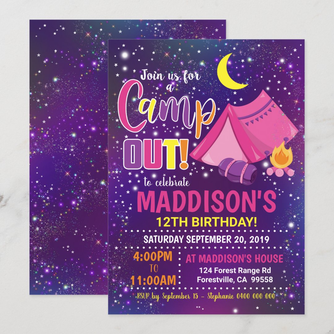 Camping Invitation Girl Camp Invitation | Zazzle
