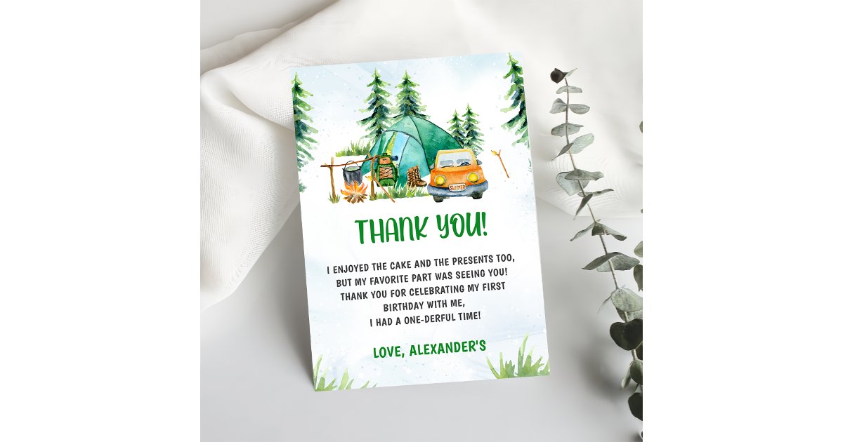Camping Mountain Rustic Thank You Card | Zazzle