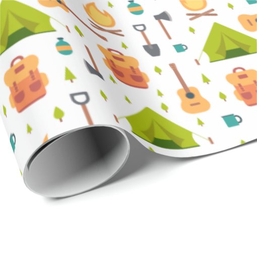 Camping Outdoor Gear Pattern Wrapping Paper | Zazzle