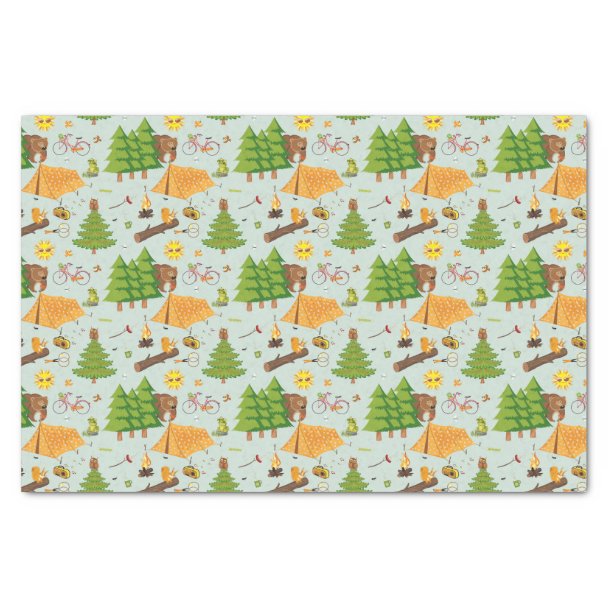 Camping Pattern Fabric | Zazzle