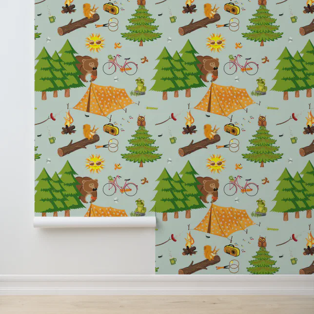 Camping Pattern Wallpaper | Zazzle