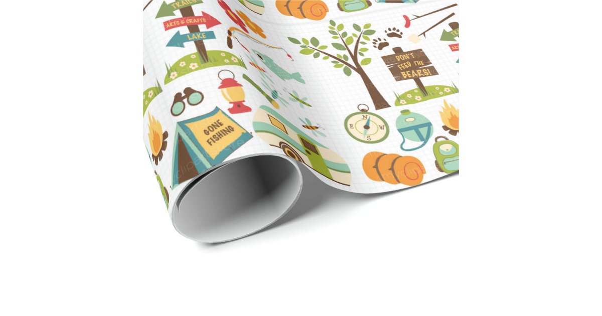 Camping Pattern Wrapping Paper | Zazzle