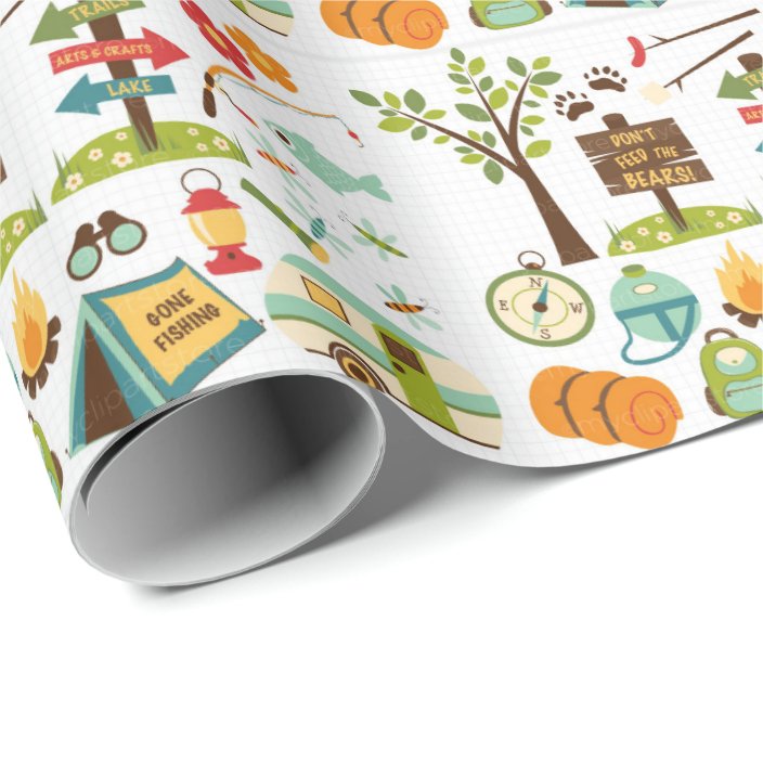 Camping Pattern Wrapping Paper | Zazzle.com