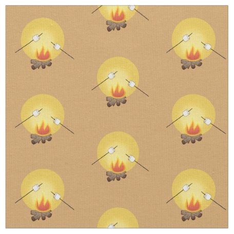 Camp Fire Camping Marshmallow S'mores Camp Fabric | Zazzle