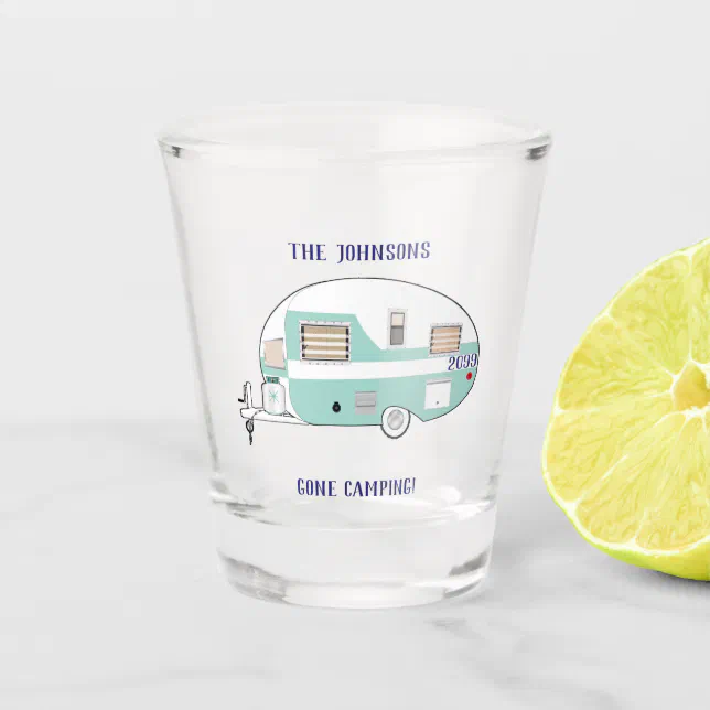 Camping RV Trailer Camper Shot Glass | Zazzle
