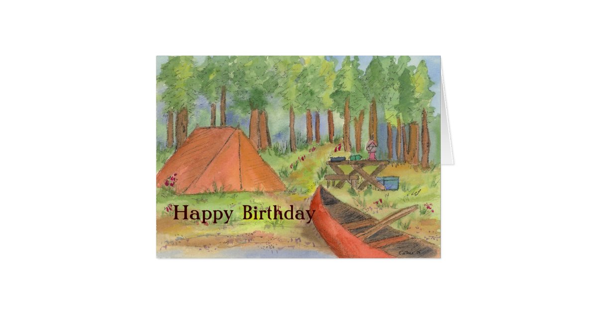 Camping Scene Happy Birthday Card | Zazzle.com