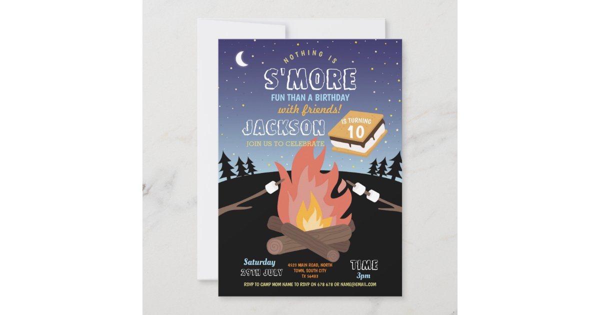 Camping S'More Party Camp Fire Fun Invitation | Zazzle