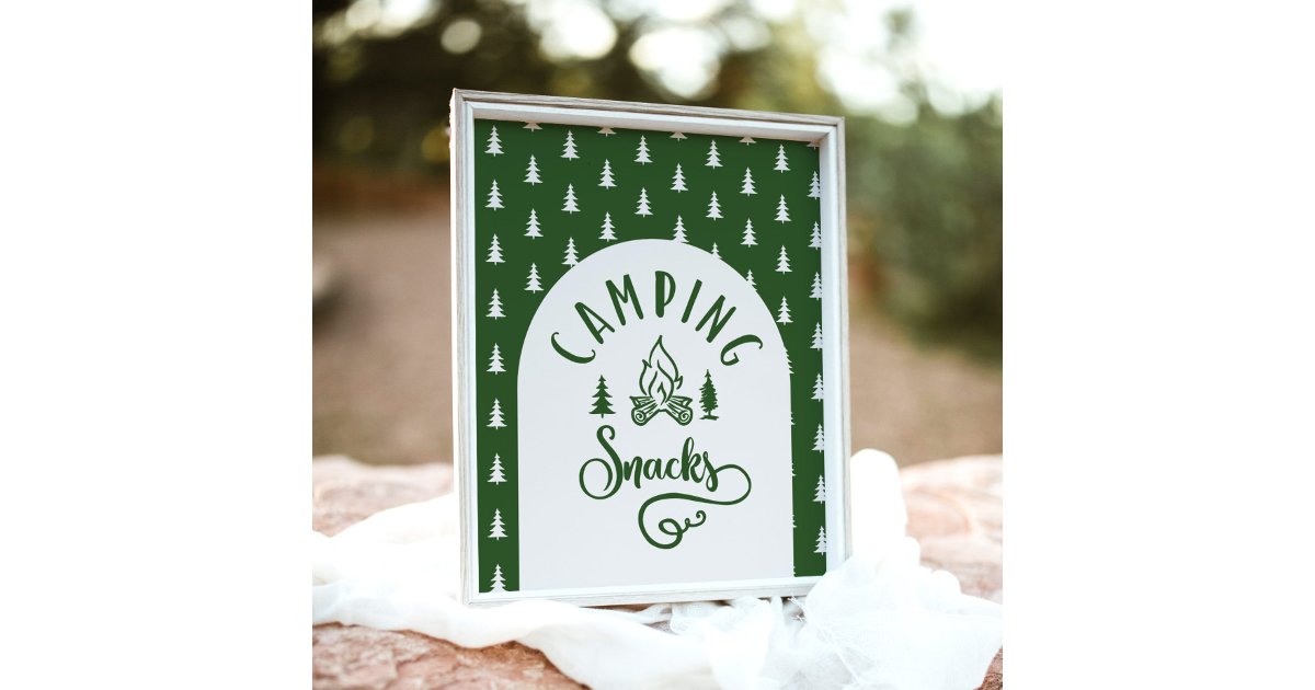Camping snacks One Happy Camper birthday Poster | Zazzle