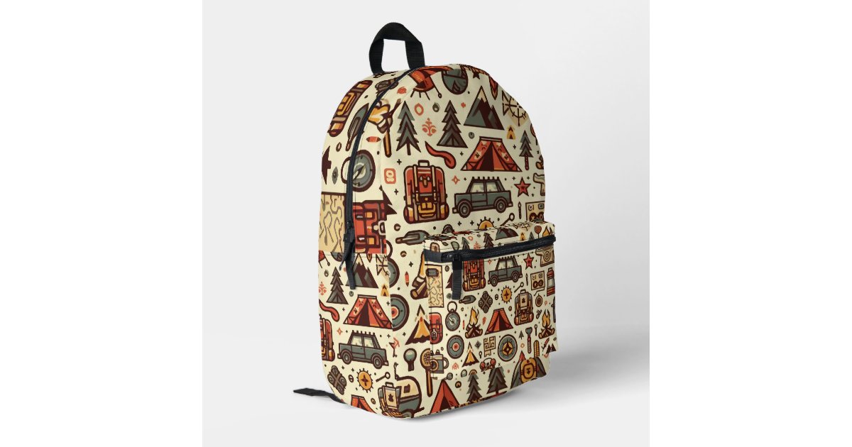Camping Symbols Printed Backpack | Zazzle