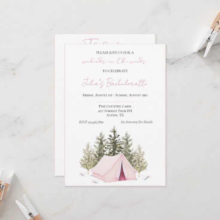 Camping Tent Bachelorette Party Invitation | Zazzle