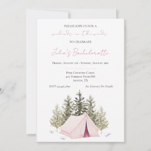 Camping Tent Bachelorette Party Invitation | Zazzle