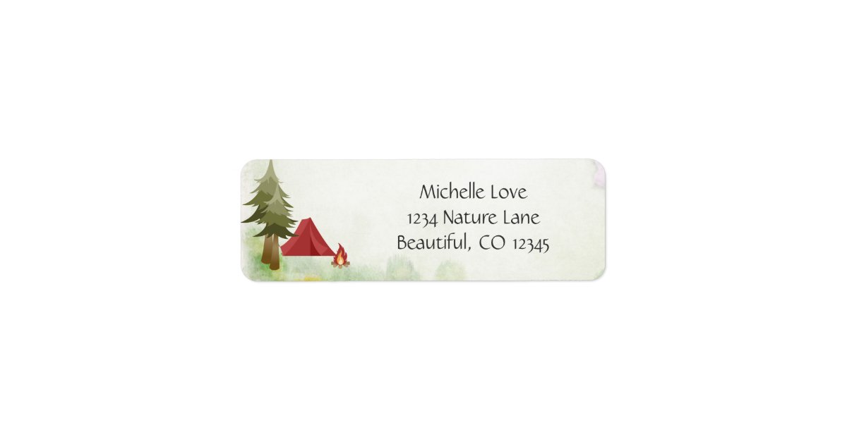 Camping Tent Campfire Wilderness Woodland Address Label | Zazzle