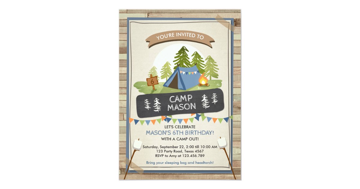 Camping Tent Invitation Birthday Camp out Boy | Zazzle.com