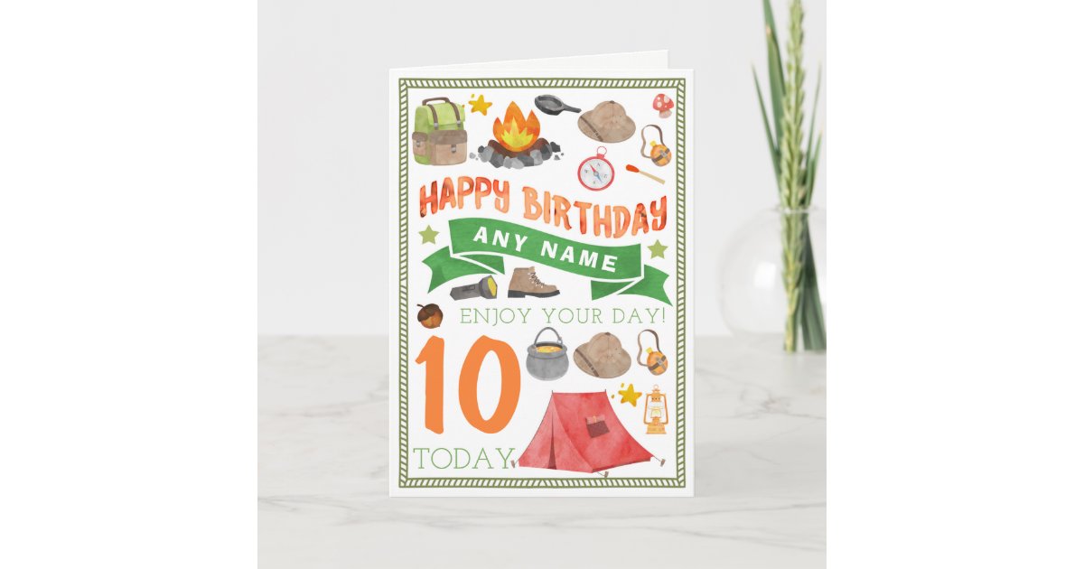 Camping Tent Personalised Birthday Card | Zazzle.com