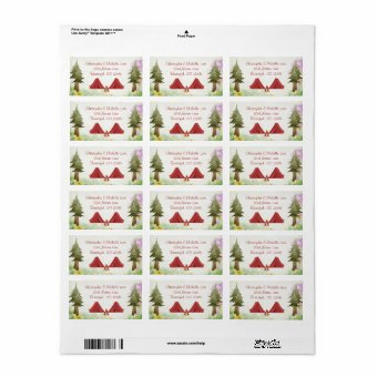 Camping, Tents and Campfire, Woodland Address Label | Zazzle