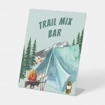 Camping Theme Editable Party Food Bar Station Pedestal Sign | Zazzle
