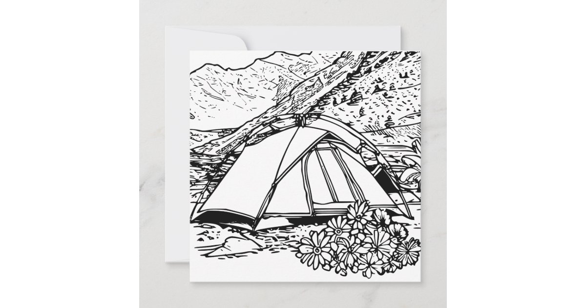 Camping Themed Coloring Card | Zazzle