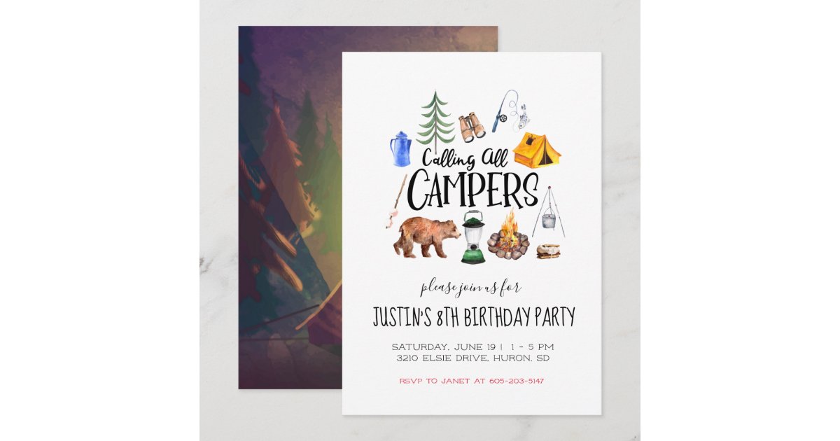 Camping Themed Party Invitation | Zazzle
