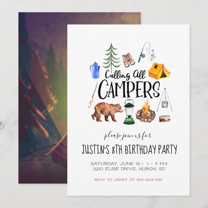 Camping Themed Party Invitation | Zazzle