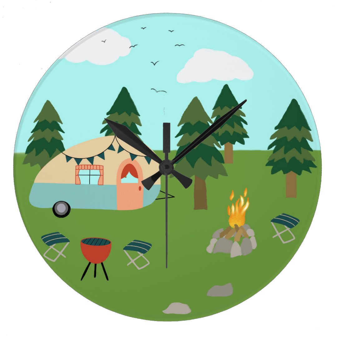 Camping Time Wall Clock | Zazzle