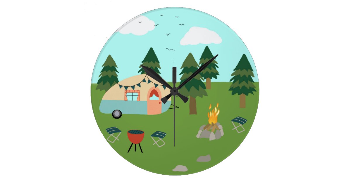 Camping Time Wall Clock | Zazzle.com