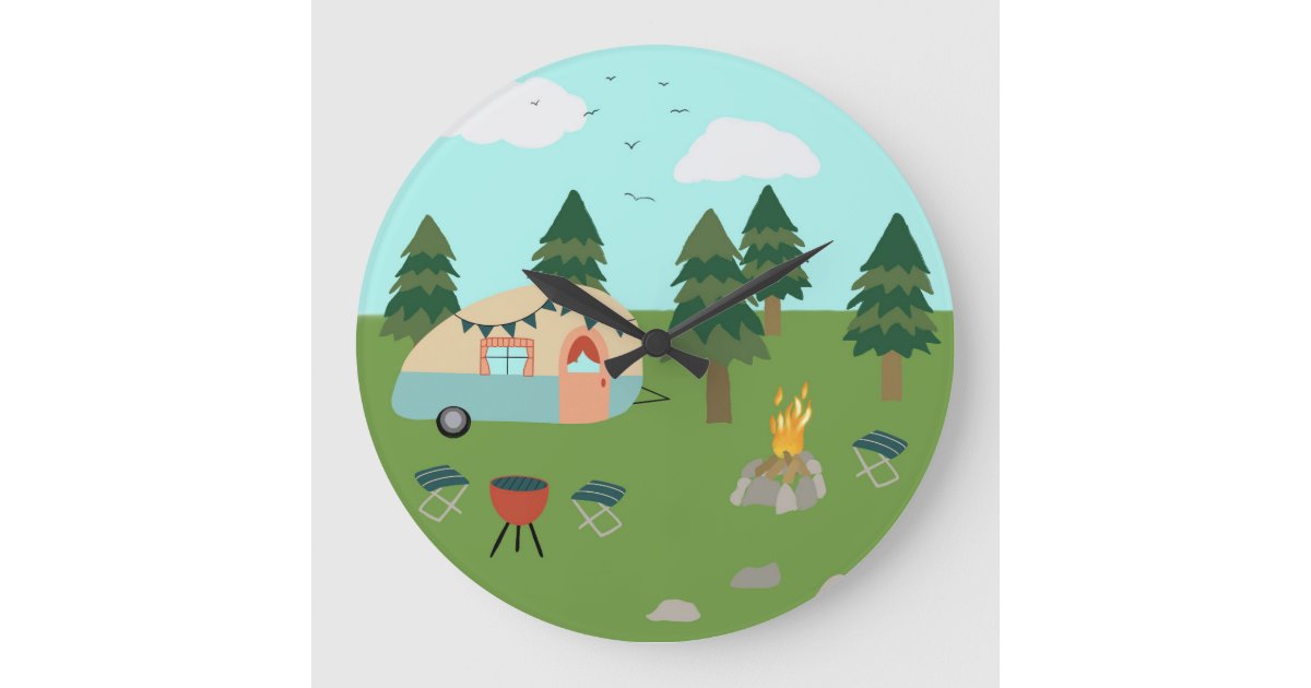 Camping Time Wall Clock | Zazzle