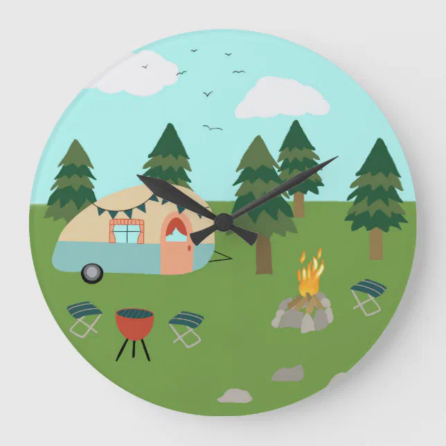 Camping Time Wall Clock | Zazzle