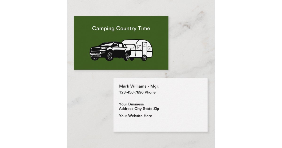 Camping Trailer Vacation Theme Business Cards | Zazzle
