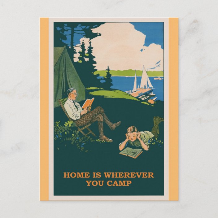 Camping Vintage Travel Poster Postcard | Zazzle.com