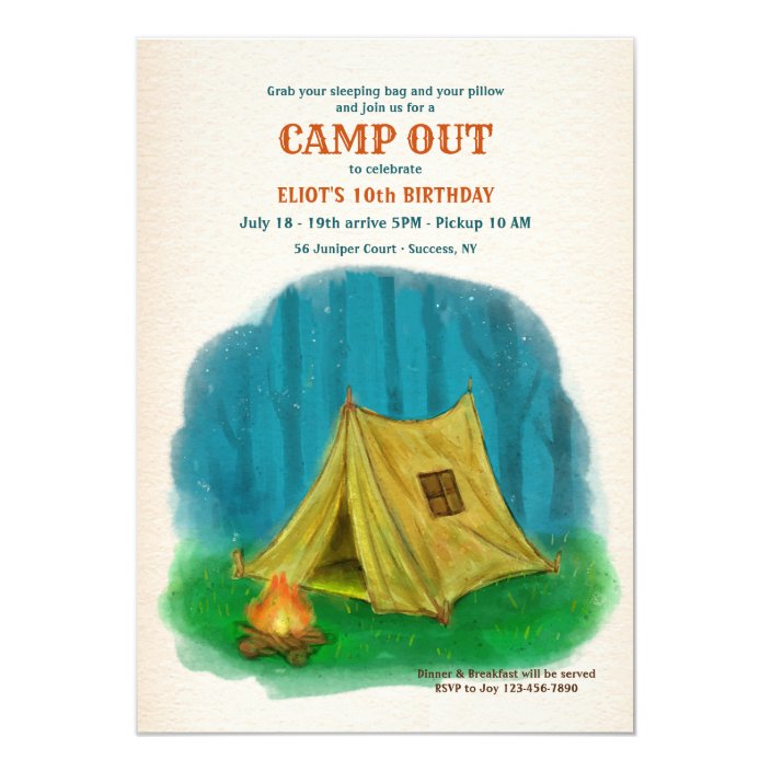 Camping Watercolor Invitation | Zazzle.com