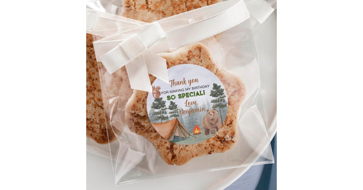 Camping Woodland Labels Birthday Baby Shower | Zazzle