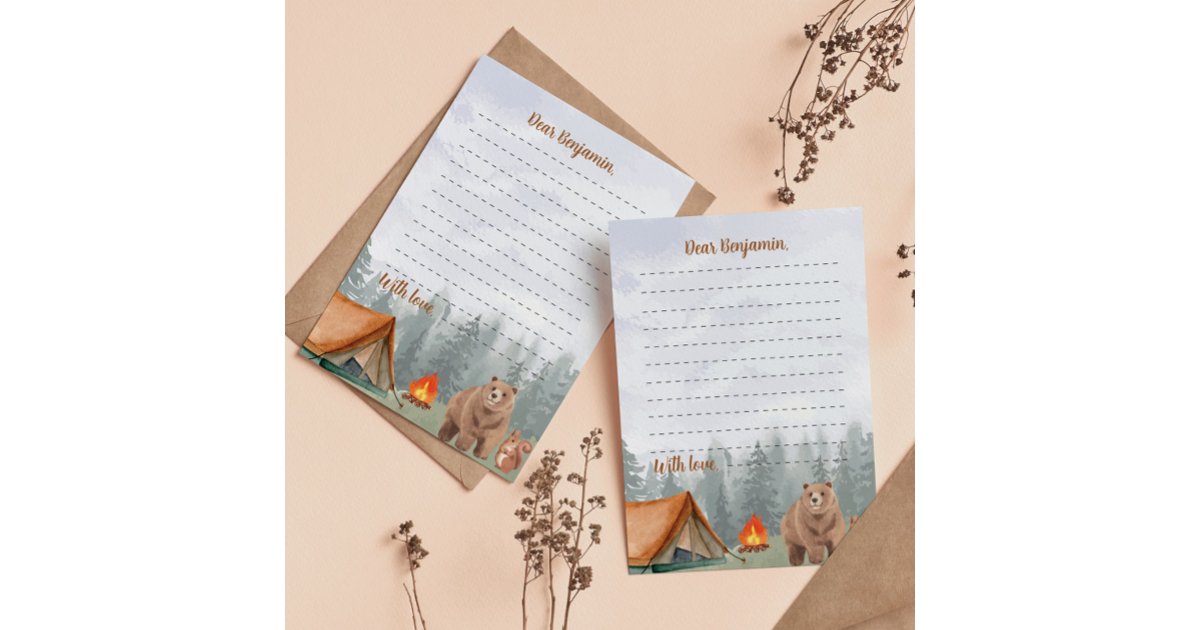 Camping Woodland Time Capsule Note Message Card | Zazzle