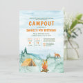 Camping Woodland Watercolor Tent Campout Birthday Invitation | Zazzle