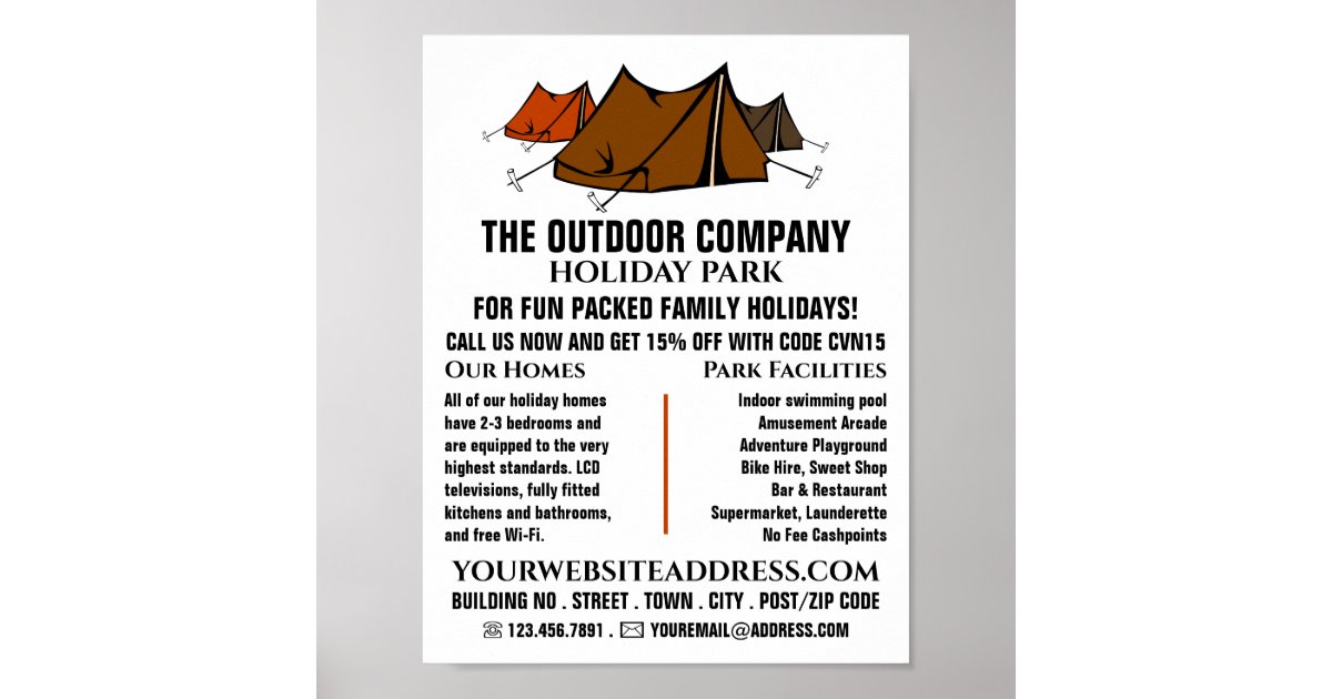 Campsite, Holiday Park Advertising Poster | Zazzle