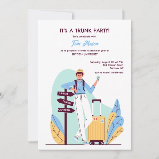 Campus Arrival Trunk Party Invitation | Zazzle