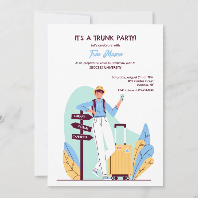 Campus Arrival Trunk Party Invitation | Zazzle