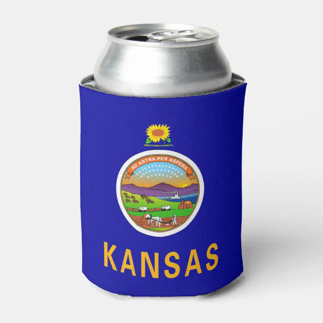 Can Cooler with flag of Kansas State, USA. | Zazzle