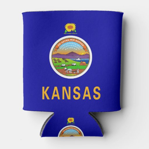Can Cooler with flag of Kansas State, USA. | Zazzle