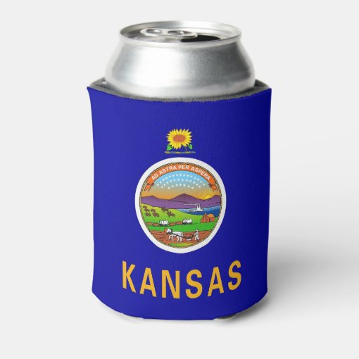 Can Cooler with flag of Kansas State, USA. | Zazzle