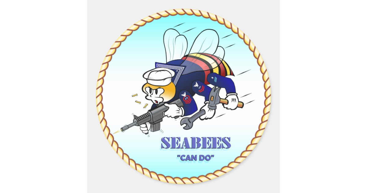 Can Do Seabee Classic Round Sticker | Zazzle