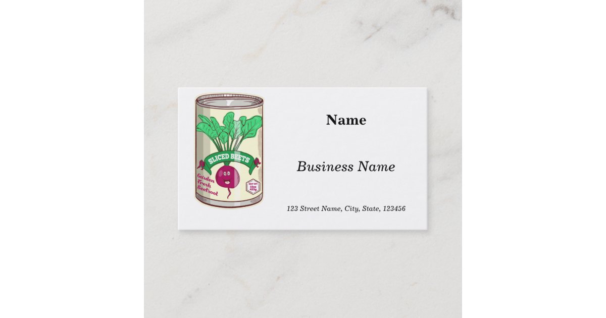 Can of beetroot beets tin business card | Zazzle