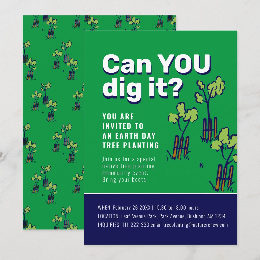 Can you dig it tree planting event earth day invitation | Zazzle